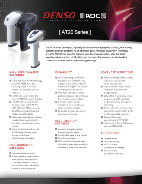 AT20 Product Sheet - Handheld Scanners - DENSO ADC