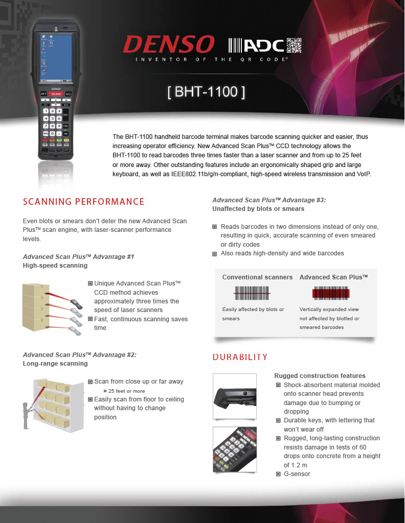 BHT-1100 Product Sheet - Handheld Terminal - DENSO ADC