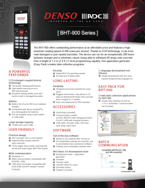BHT-900 Product Sheet - PDF Download - DENSO ADC