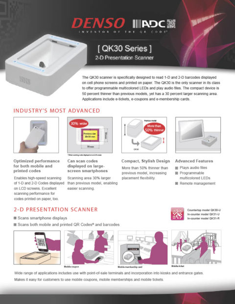 QK30 Product Sheet - 2D Presentation Scanner - DENSO ADC