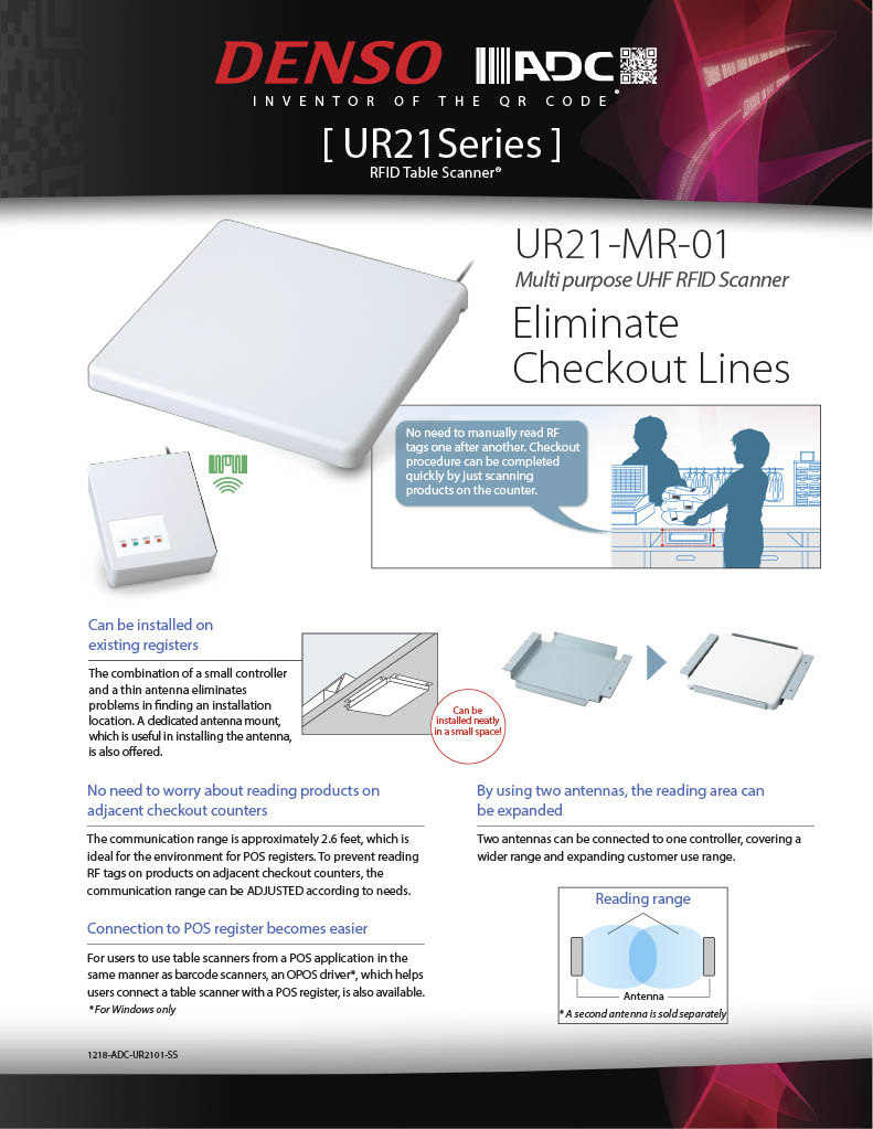 UR21-MR-01 Product Sheet - RFID Table Scanner - DENSO ADC