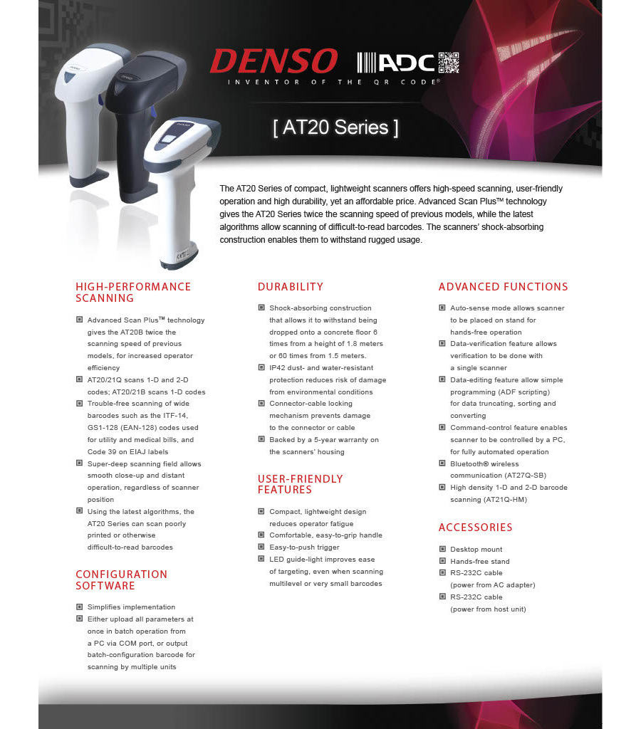 AT20 Product Sheet - Handheld Scanners - DENSO ADC