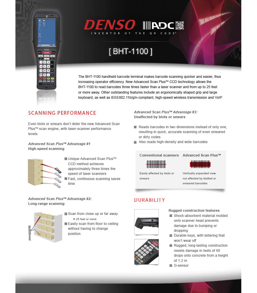 BHT-1100 Product Sheet - Handheld Terminal - DENSO ADC