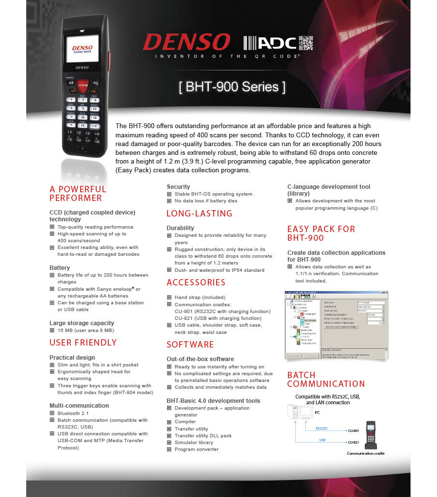 BHT-900 Product Sheet - PDF Download - DENSO ADC
