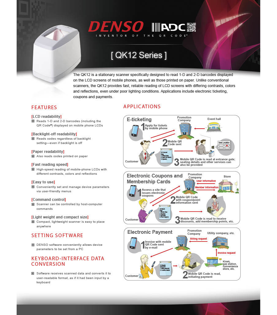QK12 Product Sheet - Stationary Scanner - DENSO ADC