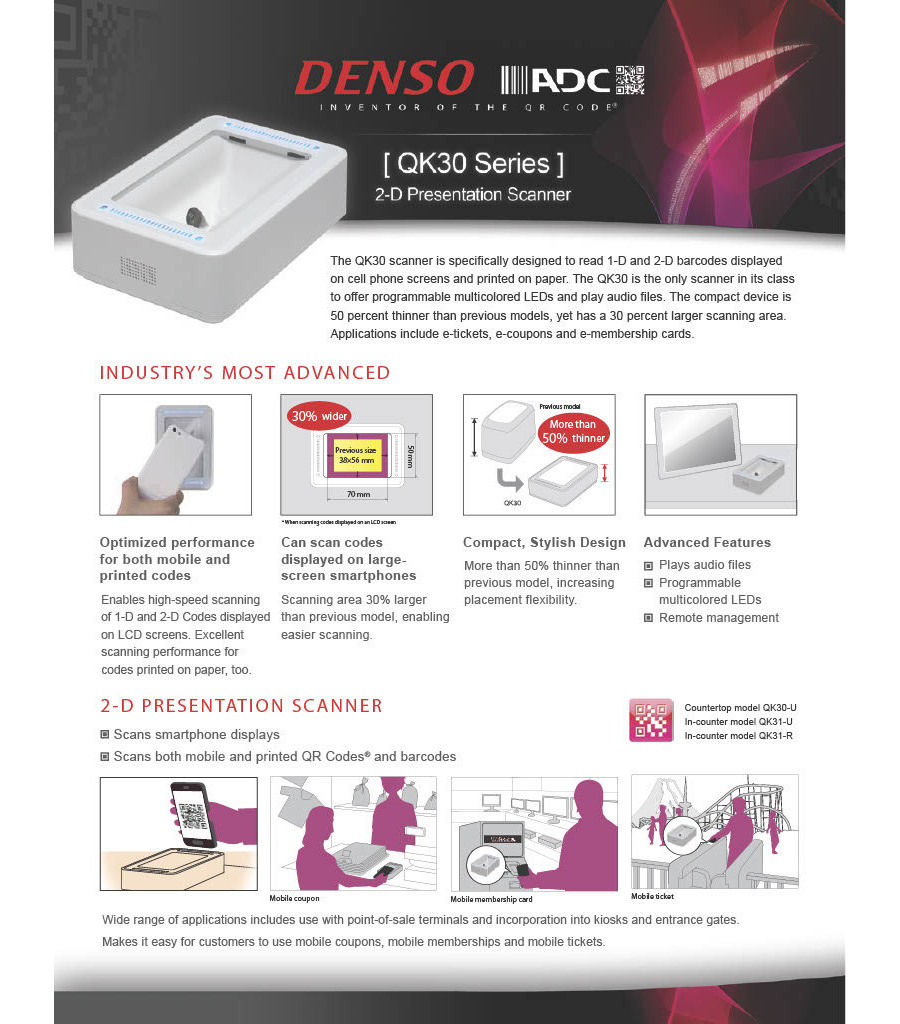 QK30 Product Sheet - 2D Presentation Scanner - DENSO ADC